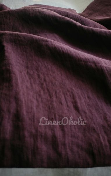 Deep Purple softened pure linen fabric 210g/m2