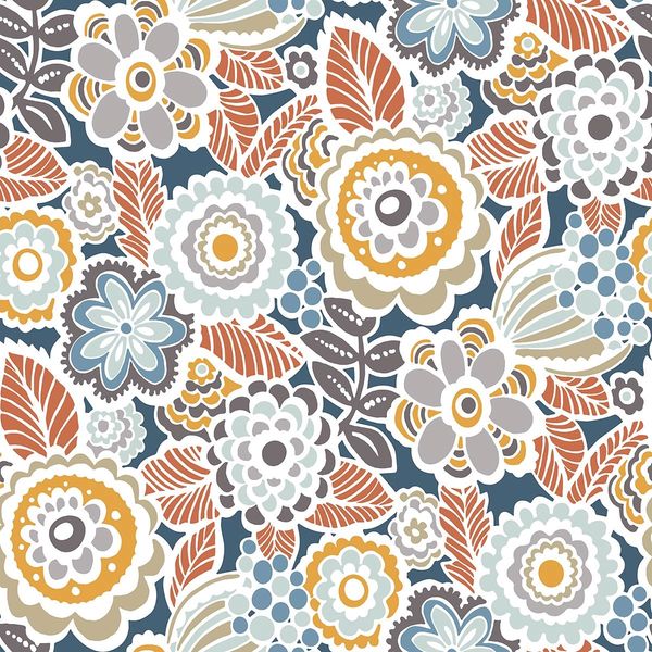 LUCY NAVY FLORAL WALLPAPER