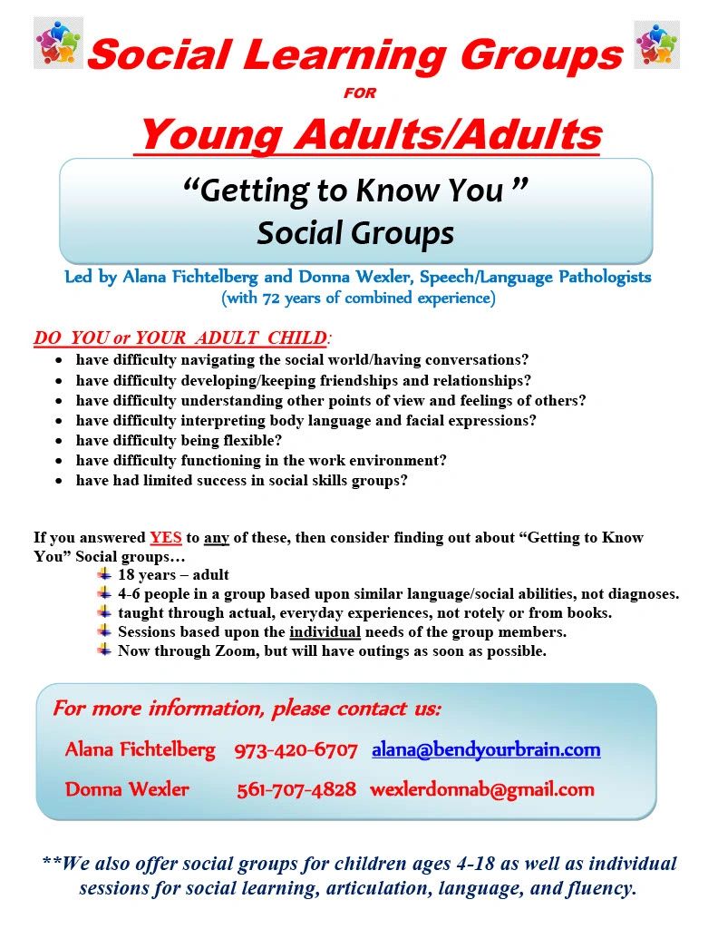 Announcing...Young Adult/Adult Social Groups