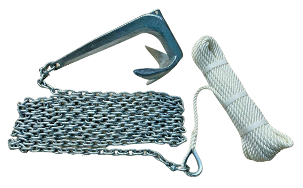 Bruce Style Anchor Kit 5kg, 8mm Hot Dip Galvanised Chain 5m, 30m 10mm ...