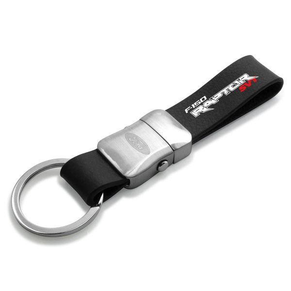 Ford F-150 Raptor SVT Genuine Black Leather Strap Detachable Key Chain
