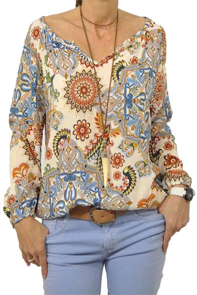 CASUAL V NECK LINE LONG SLEEVE BLOUSE