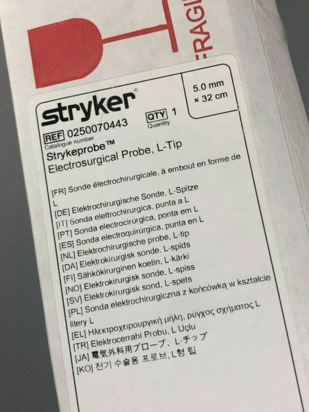 Stryker 250-070-443 Strykeprobe electrosurgical probe L-tip 5mm x 32cm NEW