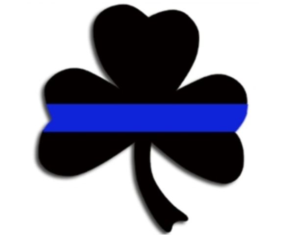 Reflective Thin Blue Line Shamrock Clover Decal Sticker