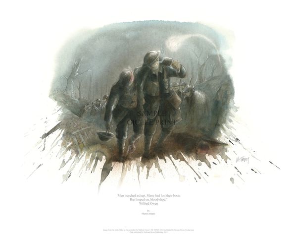 Men marched asleep. Many had lost their boots But limped on, blood-shod ...