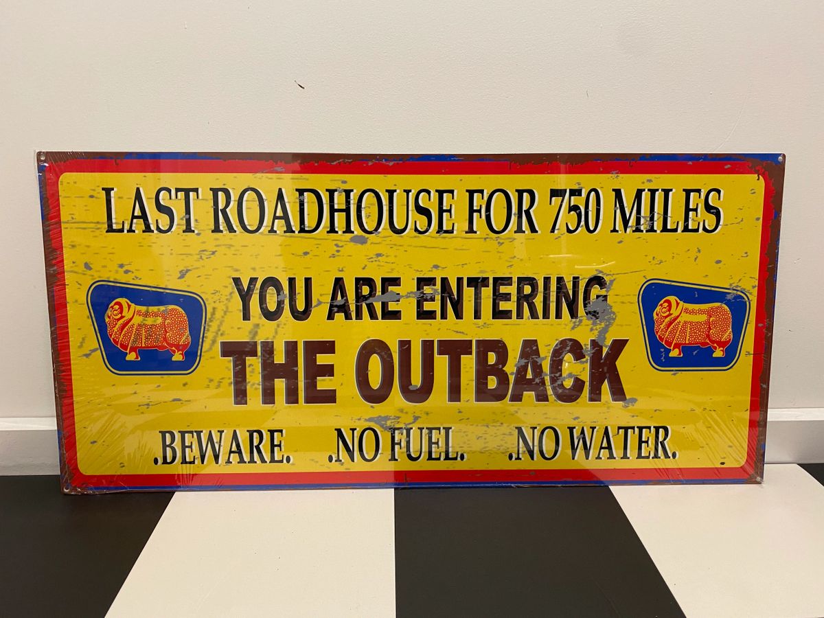 GOLDEN FLEECE LAST ROADHOUSE OUTBACK 810 X 380 MM METAL SIGN