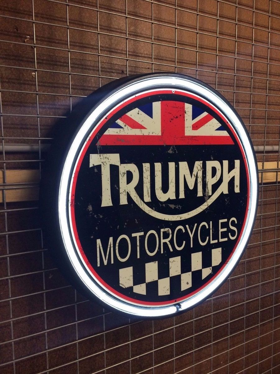 TRIUMPH MOTORCYCLES WHITE NEON SIGN