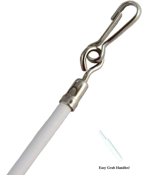 29" Vinyl Coated STEEL DRAPERY BATON Wand with Stainless Steel Hook ...
