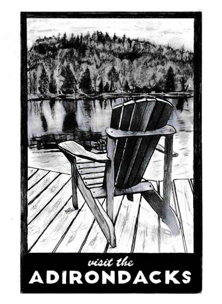 'The Chair' Adirondack Chair Original Art Drawing