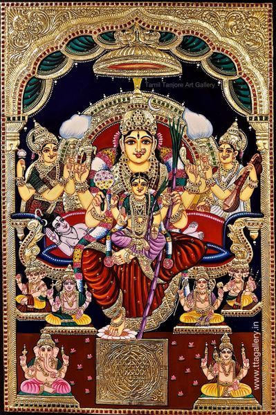 Lalitha Devi & Bala Ganga Tanjore Painting