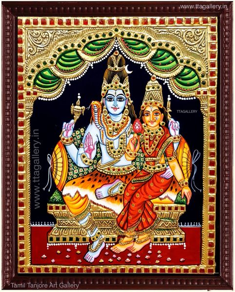 Shivan Parvathy Tanjore Painting