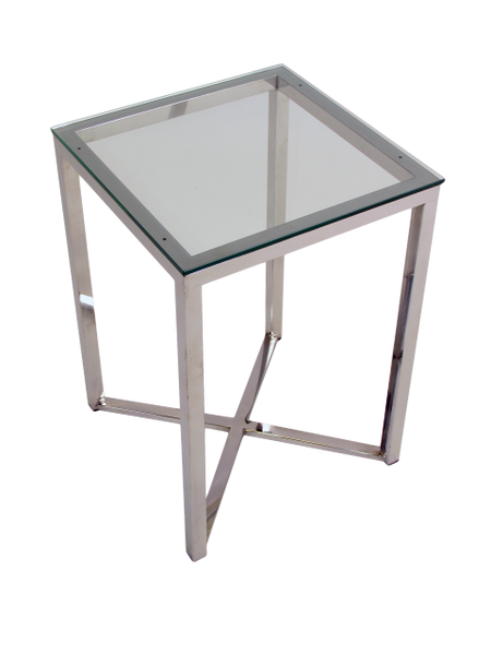 CLEO GLASS & CHROME FRAME TABLE