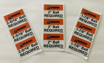 Trailer Ball Hitch Warning Decals