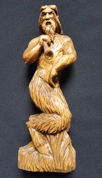 Pan Statue - Woodland God - 8" Wood Carving
