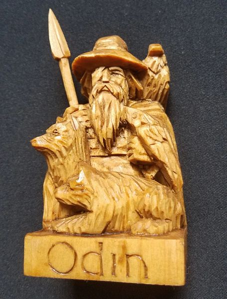 Odin Statue - Norse God - 4" Wood Carving