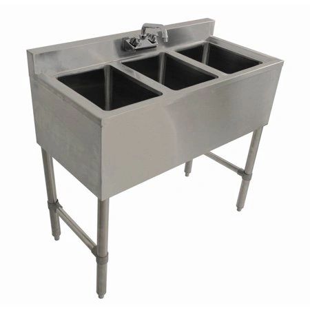 3 Compartment Bar Sink No Drainboard