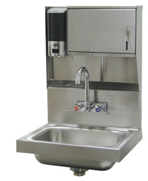 Hand Sink with Paper Towel and Soap Dispensers