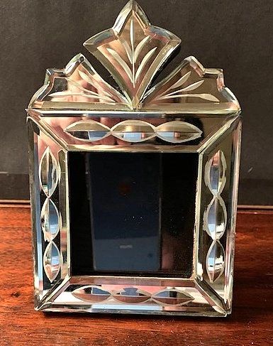 Small Venetian mirrored glass picture frame for a 3" x 3" photo