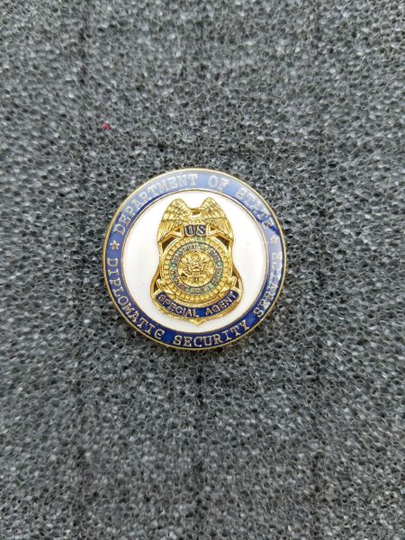 Blue & White Badge Pin