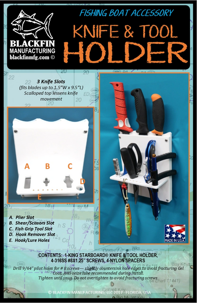 3 Fishing Knife and Tool Holder - Marine Boat Fishing Tool Organizer Caddy