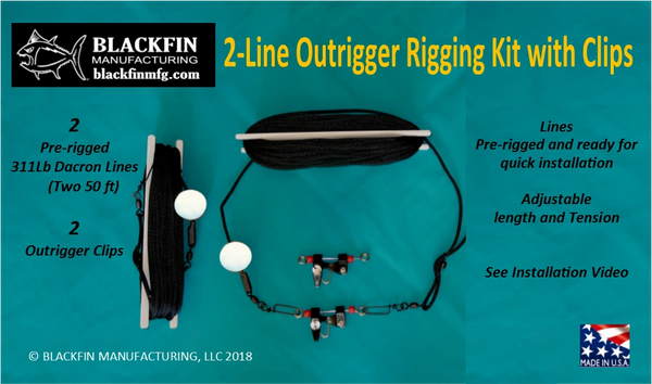 Outrigger Line Kit with Release Clips - Pre-rigged 2 Line Set (Two-50 ...