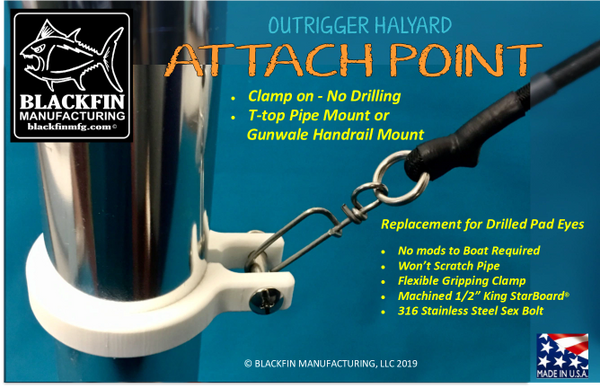 Halyard Attach Point Outrigger - Pipe Mount (No drilling) QTY of 2