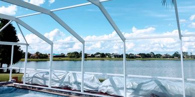 Modern Pool Cage Painting - Pool Enclosure, Painting | Modern Pool Cage ...