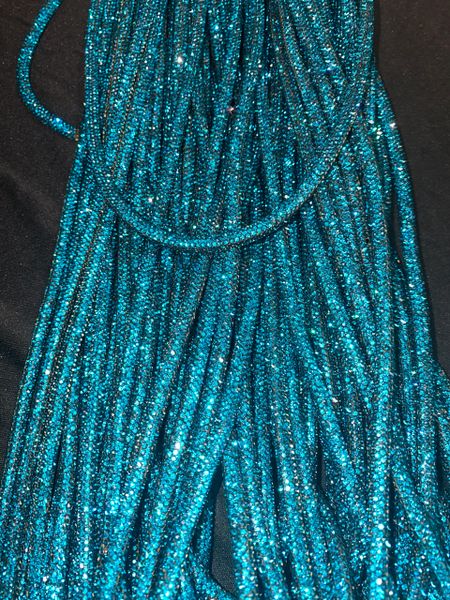 Glass Peacock blue zicron Rhinestone rope trim