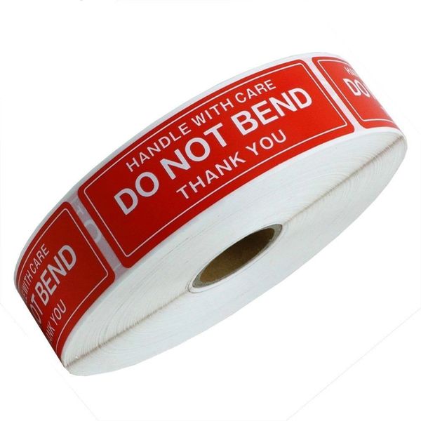 1" x 3" DO NOT BEND (Handle with Care) / 1000 Per Roll