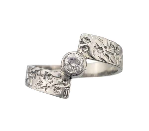 Time Traveler Platinum Bypass Ring with Diamond