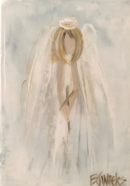Angel Art - Front Facing, shown 5 x 7 on canvas