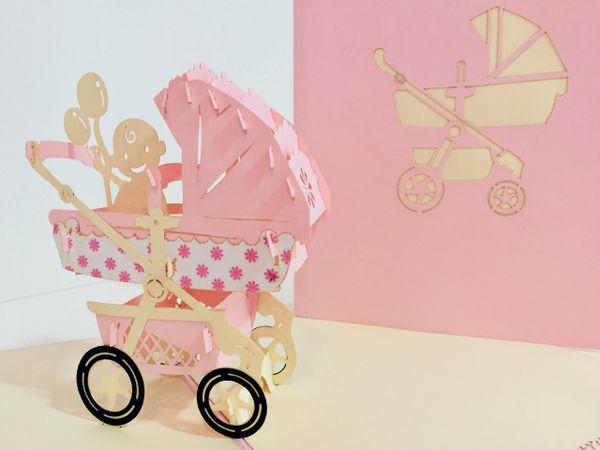 Large Super Cute Baby Carriage Pram in Pink