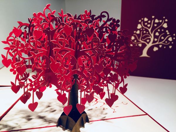 Giant Red Tree of Love Hearts Pop Up Greeting Card