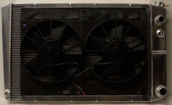 1967 corvette aluminum radiator & fans for ls1 ls2 ls3