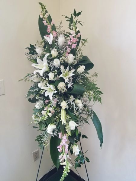 LARGE STANDING SPRAY - PINK AND WHITE