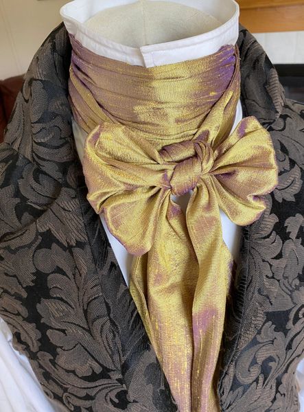 Extra Long Gold With Violet Dupioni Silk Regency Brummel Victorian
