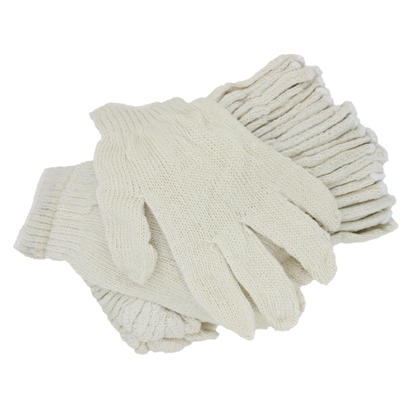 String Knit Cotton Gloves - Tan