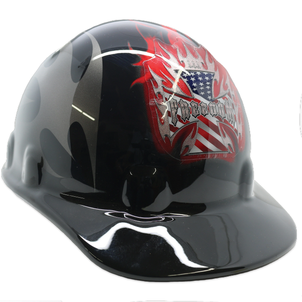 Front Brim Hard Hat - Black Harley Burning Freedom