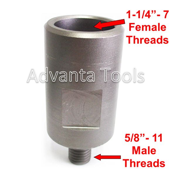 Core Drill Bit Adapter - 5/8"-11 Male Threaded to 1-1/4"-7 Female Threads