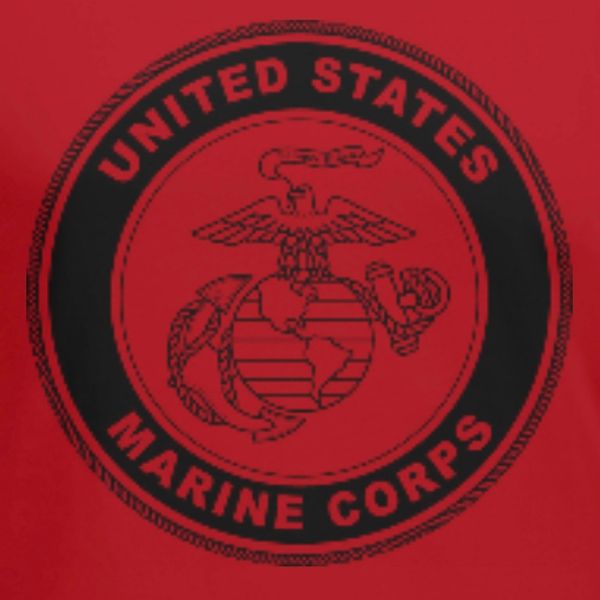 TEE RED USMC Sleeve - Black Round Logo