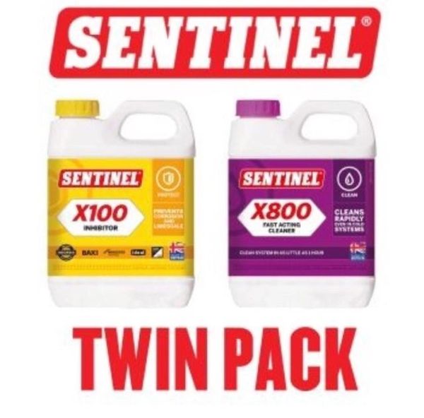 Sentinel X100 System Inhibitor 1L and Sentinel X800 System cleaner 1L.