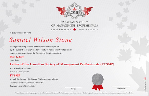 Canadian Society of Management Professionals - Fellow CSMP (FCSMP ...