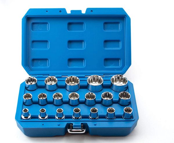 VCT 19 Pc 1/2" Drive Universal Spline Socket Set Metric Socket Tool Set ...
