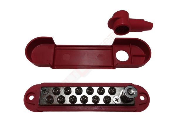 12 Way Busbar with Cover Red