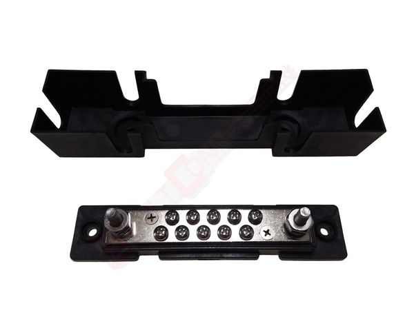 10 Way Busbar Junction with Cover Black