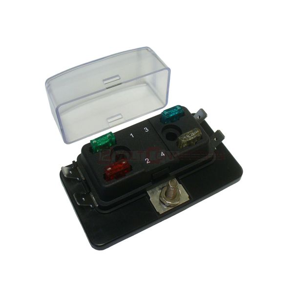 4 Way ATM Mini Fuse Holder 4 Position Side Terminal with Cover