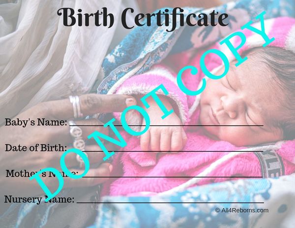 Baby Doll Birth Certificate