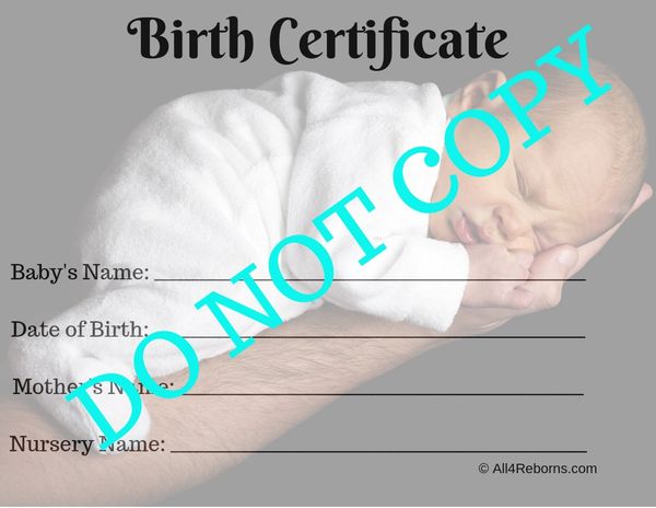 Baby Doll Birth Certificate