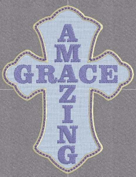 Amazing Grace Embroidered Applique (5"x7")