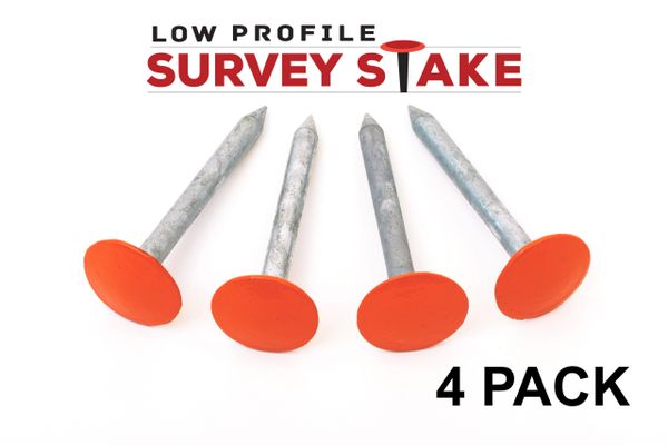 Low Profile Survey Stakes - Hi-Vis Orange - 4 Pack